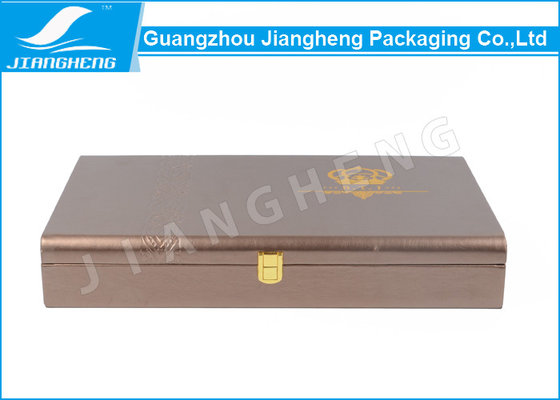 Leather Eco Friendly Gift Box Small Rectangular Golden Stamped Logo