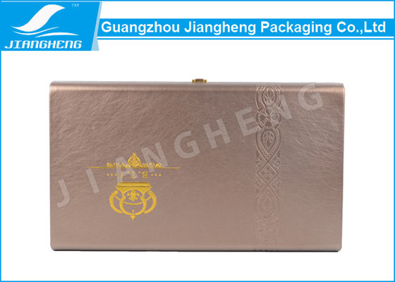 Leather Eco Friendly Gift Box Small Rectangular Golden Stamped Logo