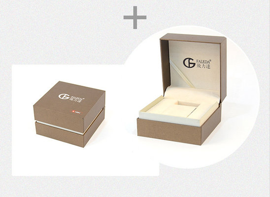 Cube Elegant Watch Gift Boxes Texture Paper Debossed Logo With Holder