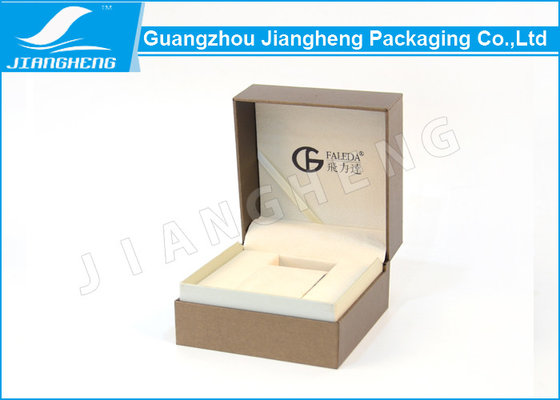 Cube Elegant Watch Gift Boxes Texture Paper Debossed Logo With Holder