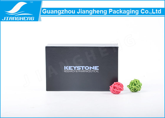 Delicate Essential Oil Paper Packaging Boxes Black Rectangular With UV Printing