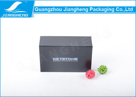 Delicate Essential Oil Paper Packaging Boxes Black Rectangular With UV Printing