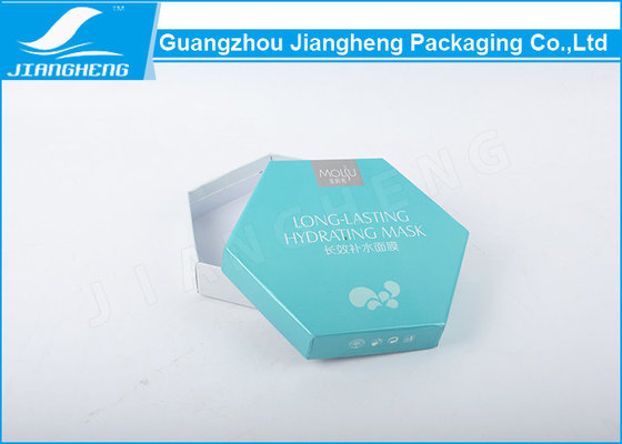 Essential Oil Cardboard Packaging Boxes Hexagon Blue Environmentally Friendly