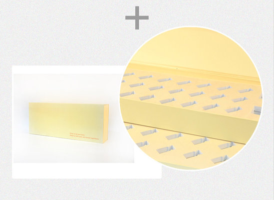 Double - Deck Insert Essential Oil Packaging Boxes , Yellow Rectangular Gift Box
