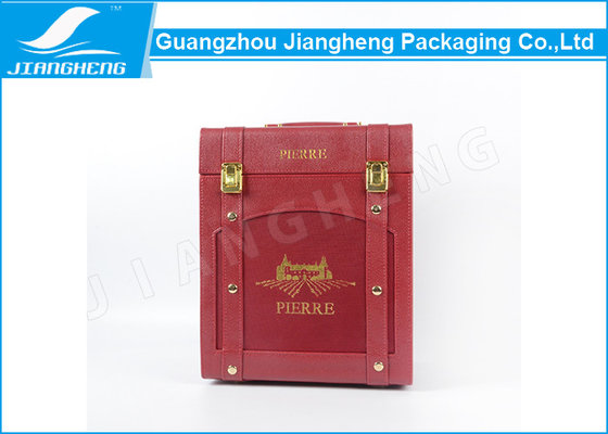 Red Leather Wooden 6 Bottle Wine Gift Box Elegant Customized Fancy Printing