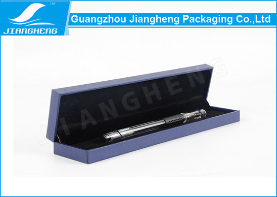 Blue Paper Pen Packaging Box , Black Velvet Insert Custom Pen Gift Box