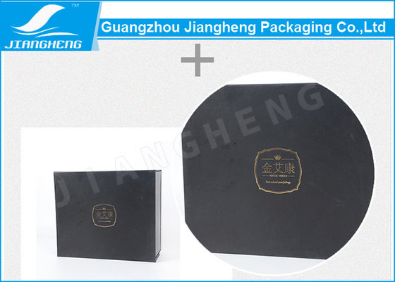 Black Cardboard Folding Packing Boxes , Rectangular Magnetic Packaging Box