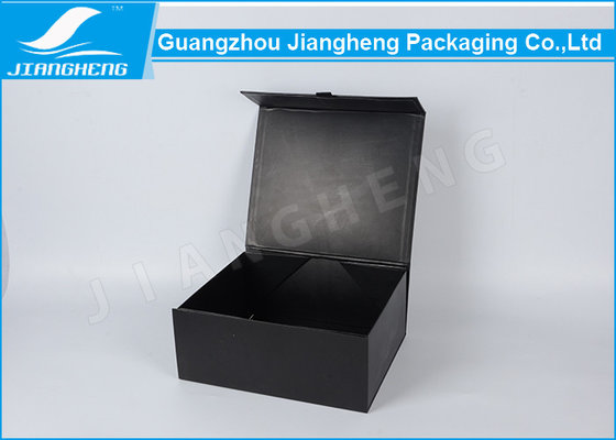 Black Cardboard Folding Packing Boxes , Rectangular Magnetic Packaging Box