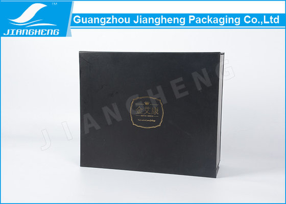 Black Cardboard Folding Packing Boxes , Rectangular Magnetic Packaging Box
