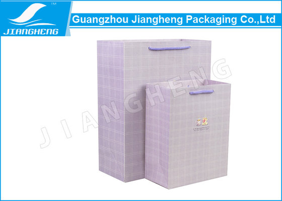 Colored Paper Packaging Bags , Check Pattern Cmyk Printing Branding Paper Bags