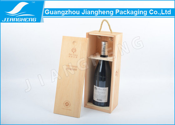 Rectangle Wooden Wine Packing Boxes , Carved Logo Single Wine Packaging Box