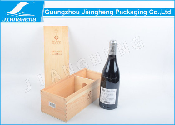 Rectangle Wooden Wine Packing Boxes , Carved Logo Single Wine Packaging Box