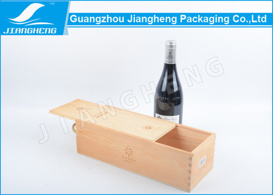 Rectangle Wooden Wine Packing Boxes , Carved Logo Single Wine Packaging Box