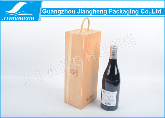 Rectangle Wooden Wine Packing Boxes , Carved Logo Single Wine Packaging Box
