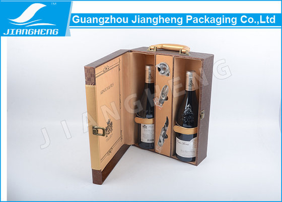 PU Leather Wooden Two Bottle Wine Boxes Durable Environment Friendly