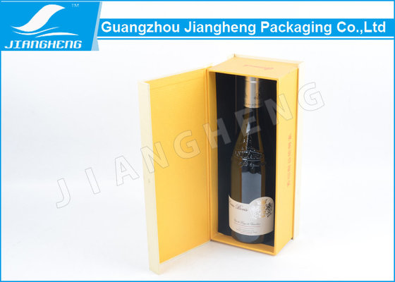 Texture Paper Cardboard Single Bottle Wine Box Hot Stamping With Magnetic Closure