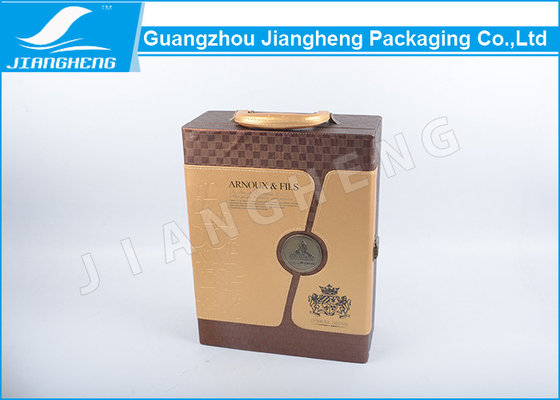 PU Leather Wooden Two Bottle Wine Boxes Durable Environment Friendly