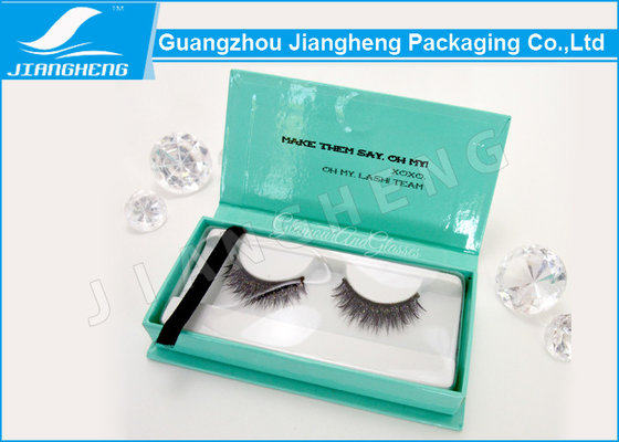 Green Cardboard Natural False Eyelash Box Packaging Elegant Hot Stamping