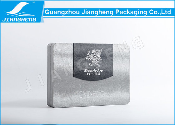 Durable Grey Leather Packaging Box With Customized Silver Hot Stamping Logo