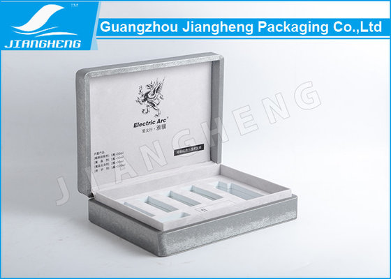 Durable Grey Leather Packaging Box With Customized Silver Hot Stamping Logo