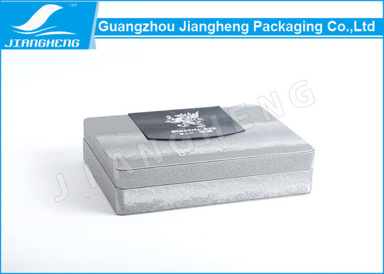 Durable Grey Leather Packaging Box With Customized Silver Hot Stamping Logo