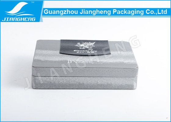 Durable Grey Leather Packaging Box With Customized Silver Hot Stamping Logo