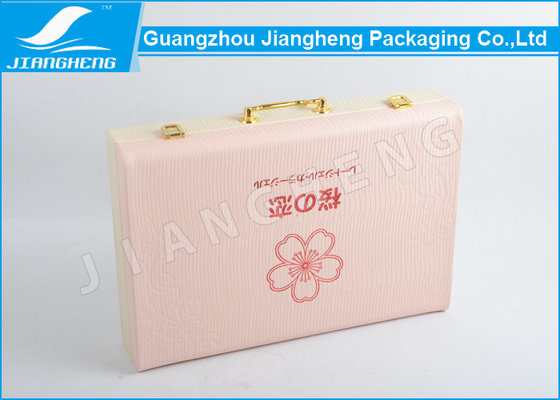 Cute Pink Color Faux Leather Cosmetic Gift Packaging Box Personalised Leather Box