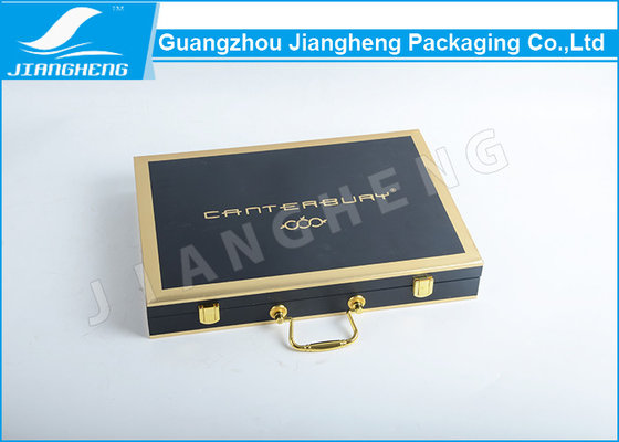 Black Suitcase Wooden Perfume Gift Boxes With Golden Handle ROCH Approval