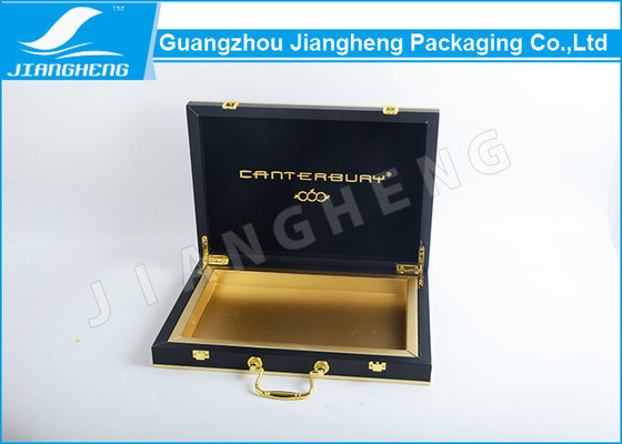 Black Suitcase Wooden Perfume Gift Boxes With Golden Handle ROCH Approval