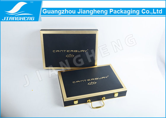 Black Suitcase Wooden Perfume Gift Boxes With Golden Handle ROCH Approval