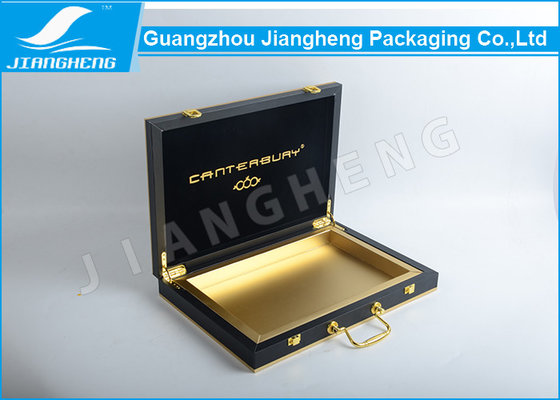 Black Suitcase Wooden Perfume Gift Boxes With Golden Handle ROCH Approval