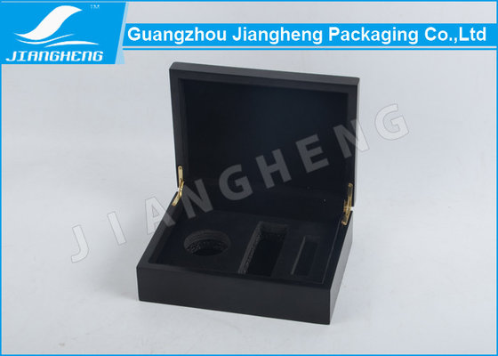 Rectangle Matte Effect Wooden Perfume Gift Boxes With Gold Hardware Hinges