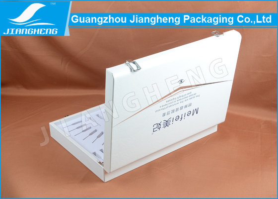 Hot Stamped Logo Perfume Packaging Boxes , White PU Leather Gift Wooden Box