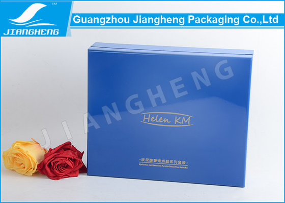 Foil Stamping Cosmetic Perfume Packaging Boxes Blue Decorative Wood Gift Box