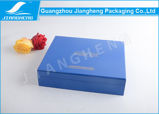 Foil Stamping Cosmetic Perfume Packaging Boxes Blue Decorative Wood Gift Box