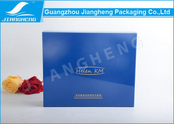 Foil Stamping Cosmetic Perfume Packaging Boxes Blue Decorative Wood Gift Box