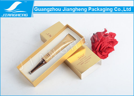 Personalised Golden Paper Packing Boxes White Card Rectangle Shape For Gift