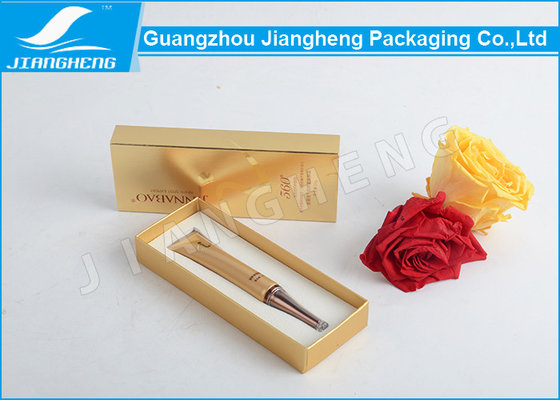Personalised Golden Paper Packing Boxes White Card Rectangle Shape For Gift