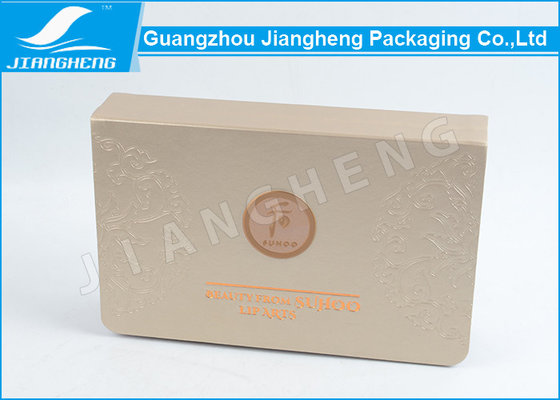 Elegant Gold Cosmetic Packaging Box Embossed Leather Material 31 * 19 * 6.5cm