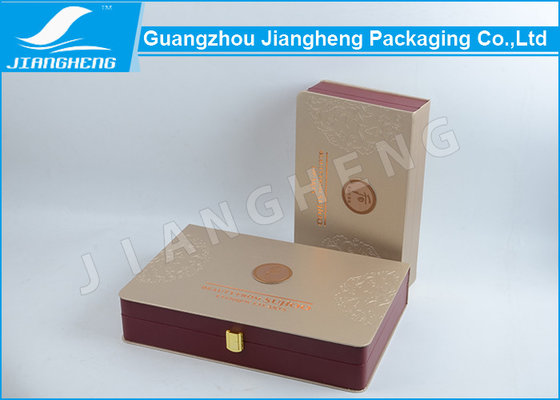Elegant Gold Cosmetic Packaging Box Embossed Leather Material 31 * 19 * 6.5cm