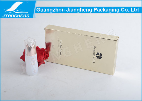 375gsm Golden Paper Mask Facial Gift Packaging Boxes With Black Logo Stamping