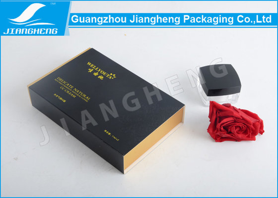 Face Cream Products Gold Card Paper Packing Box With Plastic Insert Drawer Shape