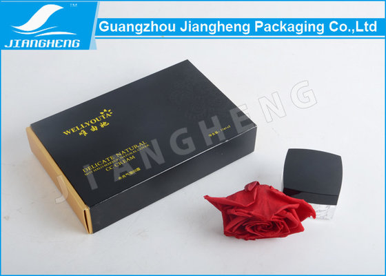 Face Cream Products Gold Card Paper Packing Box With Plastic Insert Drawer Shape