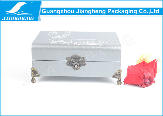 Chocolate Faux Leather Gift Box / Leather Packaging Boxes With Metal Standards