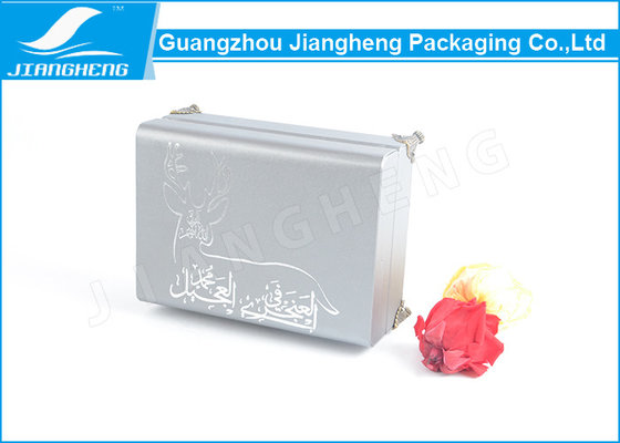 Chocolate Faux Leather Gift Box / Leather Packaging Boxes With Metal Standards