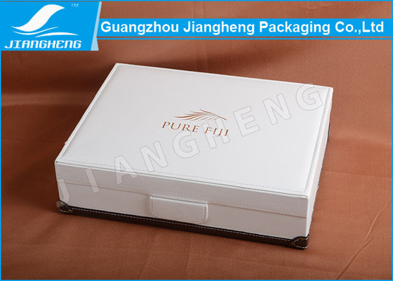 Durable White PU Leather Covered MDF Wooden Gift Box for Skin Care Product