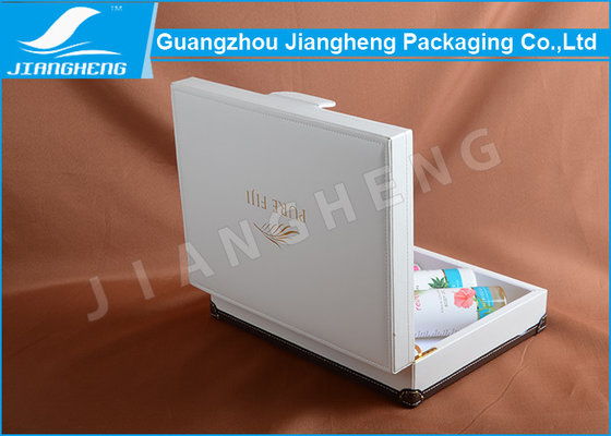 Durable White PU Leather Covered MDF Wooden Gift Box for Skin Care Product