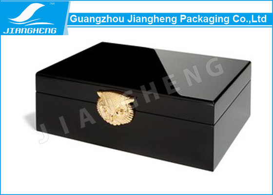 Glossy Surface Plain Wooden Gift Box / Decorative Wooden Boxes With Golden Lock