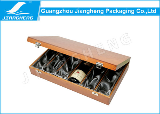 Glossy Lamination Wooden Packaging Boxes , Wooden Wine Gift Boxes