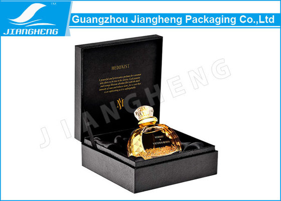 Custom Black Textured Paper Fragrance Gift Boxes For Perfume Bottles